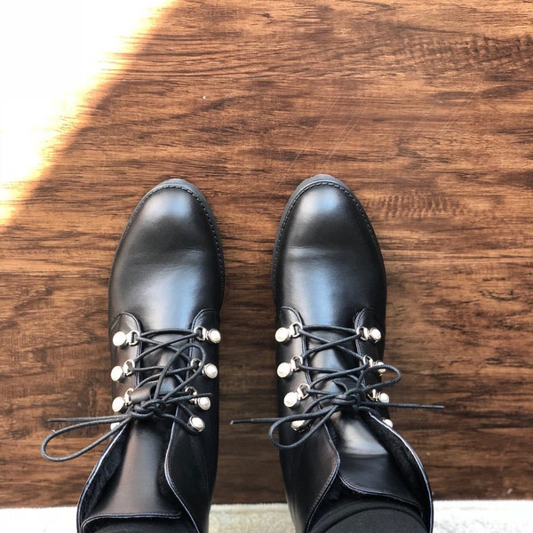 Adele Genuine Leather Combat Boots, Military Style Footwear, Fur Lined ...