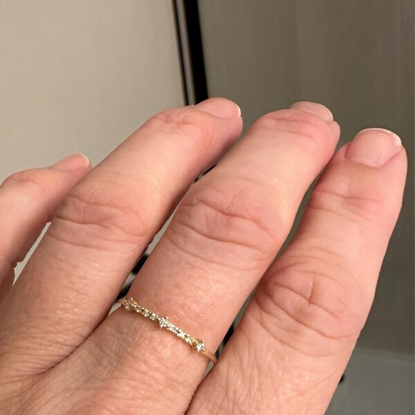 Diamond Ring, Dainty Diamond Ring, Diamond Stacking Ring, Cluster ...