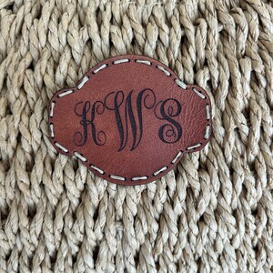 Square Leather Patch Monogram Leather Patch Backpack - Etsy