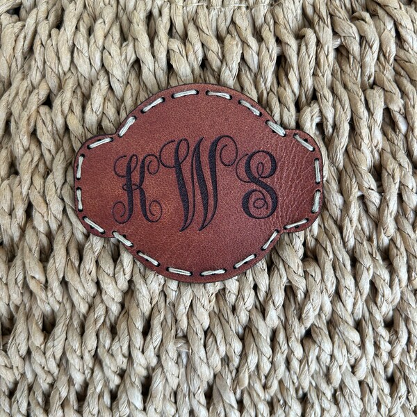 Square Leather Patch | Monogram Leather Patch | Backpack Leather Patch | Custom Design Leather ...