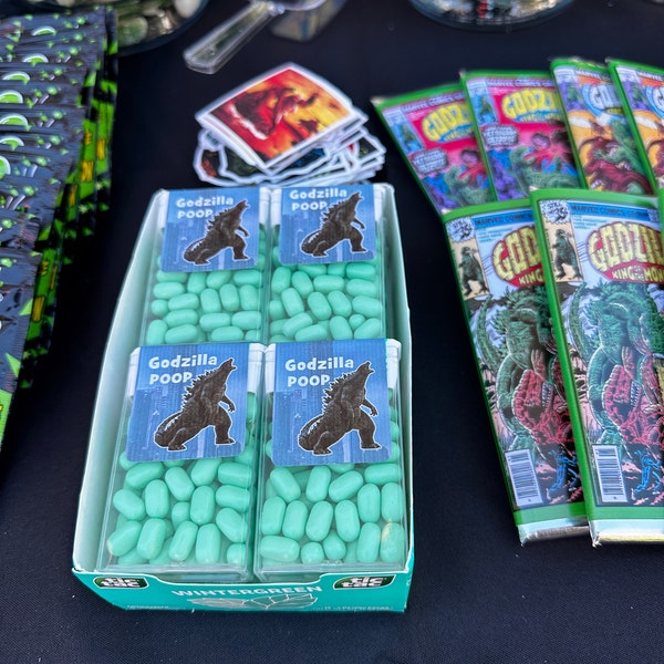 Godzilla Poop Tic Tac Labels - Birthday Party Favors - Personalized ...
