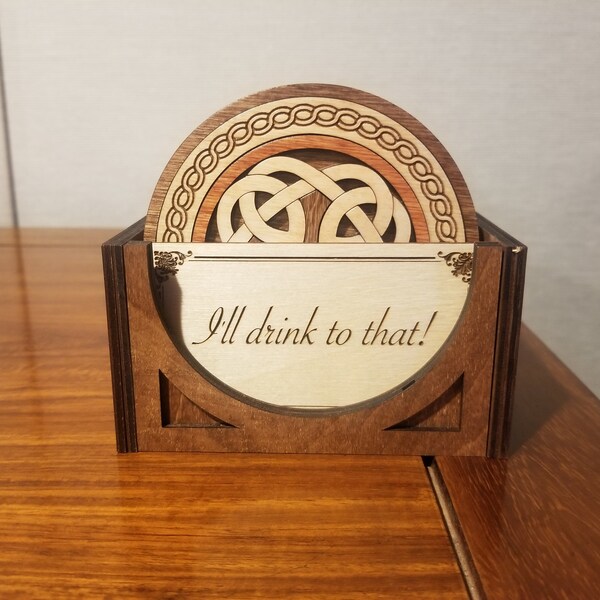 Irish Knotwork Waterproof Wooden Coasters, Set of 6, Celtic Heritage ...