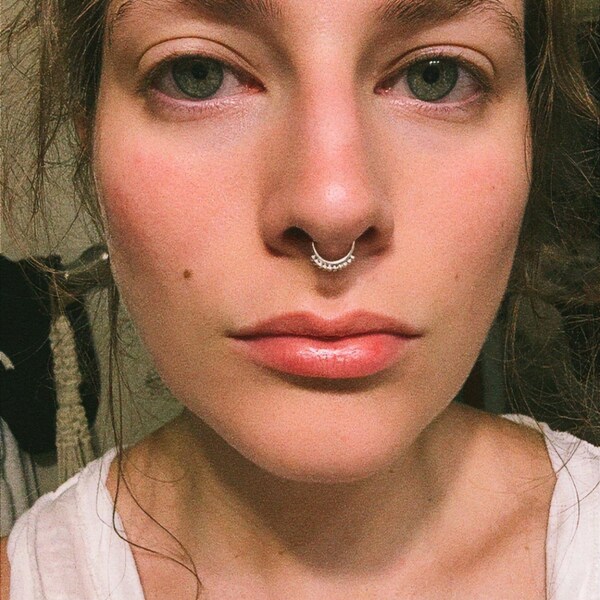 Boho Beaded Nose Ring Hoop Septum Nose Piercing, Unique Nose Ring Hoop ...