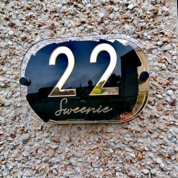 House Sign, Hand Painted Number Plaque, Personalised in Mirror - Etsy
