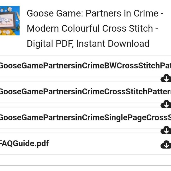 Goose Game: Partners in Crime - Modern Colourful Cross Stitch - Digital ...