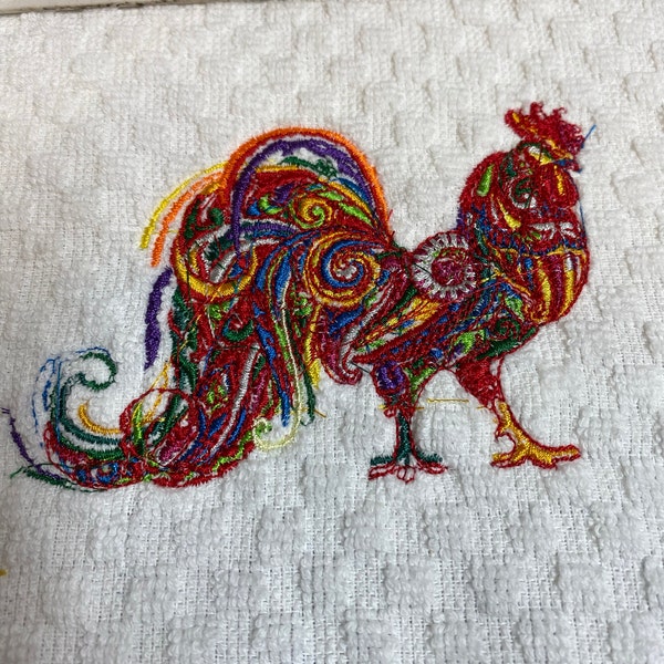Colorful Rooster - Machine Embroidery Design. Decorative Rooster ...