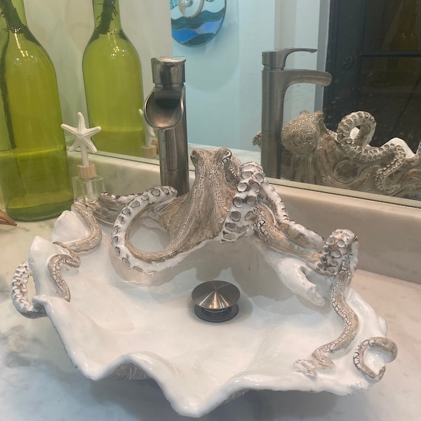 Large Hand Made Ceramic Octopus Vessel Sink by Shayne Greco Beautiful ...