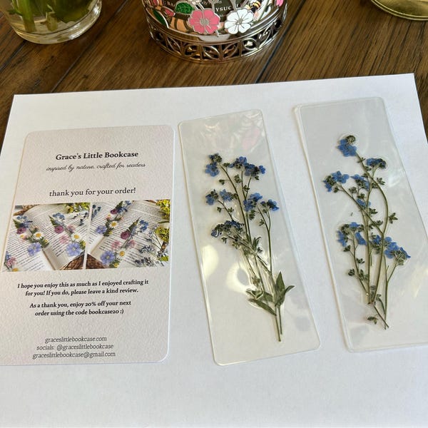 Forget-me-not Bookmark | Real Dried Flowers | Gift for Reader ...
