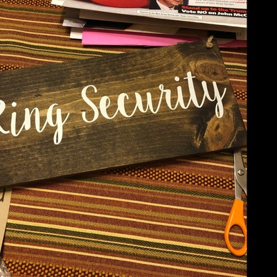 Rustic Hand Painted Wood Wedding Sign, Ring Security, Ring Bearer Sign ...