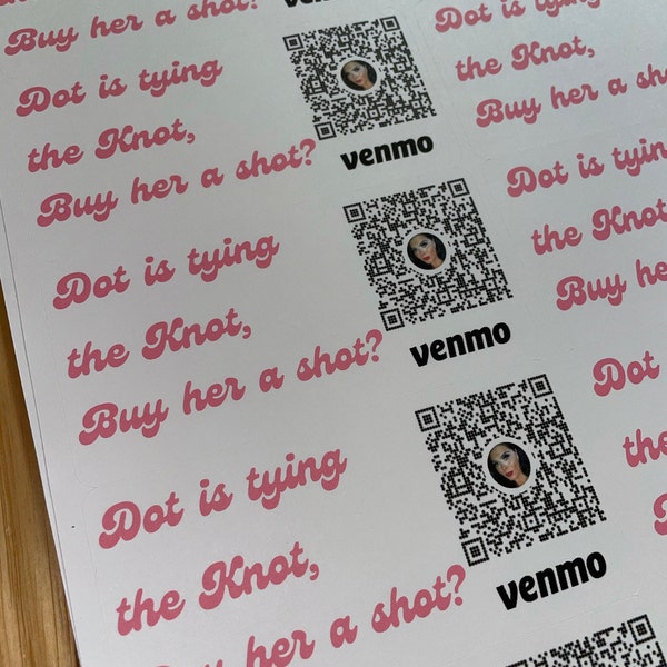 Venmo QR Code Stickers / Cash App QR Code for Bachelorette Party or ...