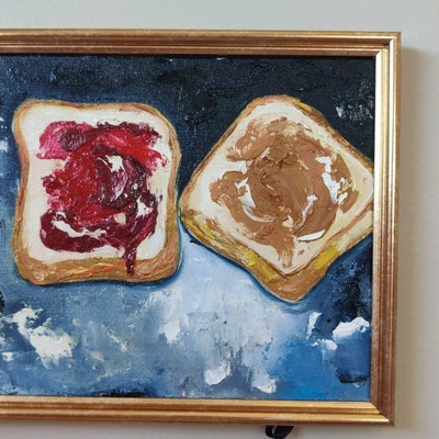 Toast Painting Original Oil Painting Bread Painting Toast Wall - Etsy