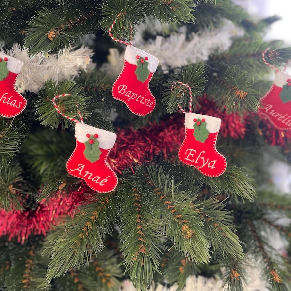 Holiday Mini Stockings Personalized, Personalized Gift Family Ornaments ...