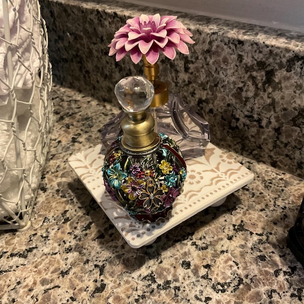 Hummingbird, Butterfly-charmed, Frosted Crystal, Empty Perfume Bottle ...