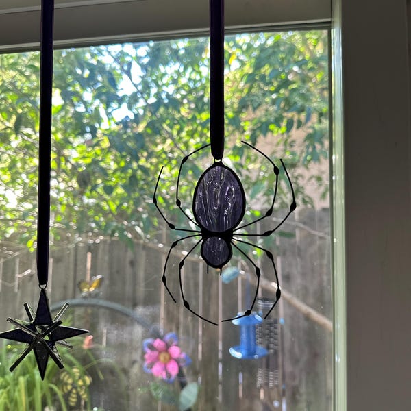 Spider Web Stained Glass Spider With Web Sun Catcher Window Hangings ...