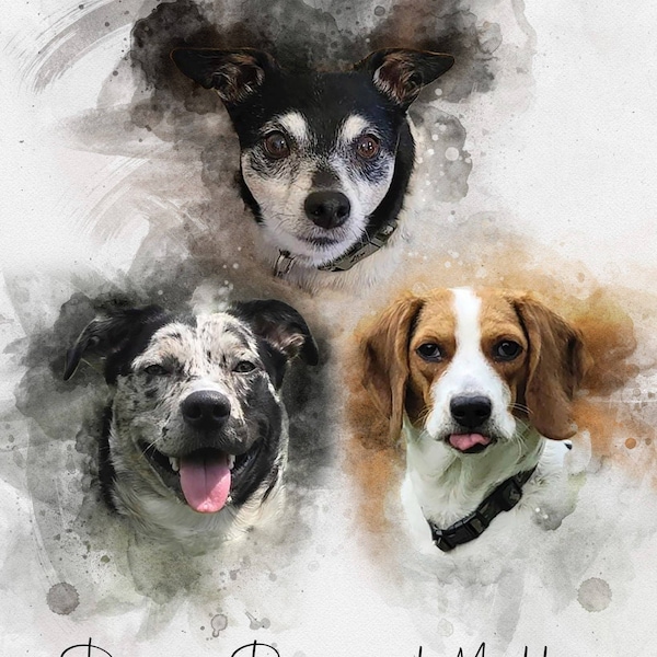 Custom Watercolor Pet Portraits From Photo Personalized Christmas Gift ...