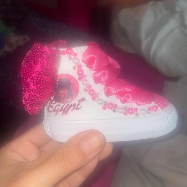 Custom Dolly Converse, Hot Pink Bling Shoes Personalized , Bedazzled ...