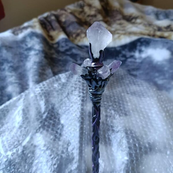 Handmade Hecate Wand: Amethyst Moon, Black Obsidian Arrow - Etsy