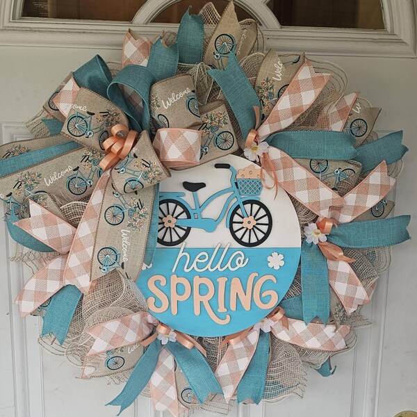 Hello Spring Bicycle Bird Flower Sign, Digital Download, SVG Laser Cut ...
