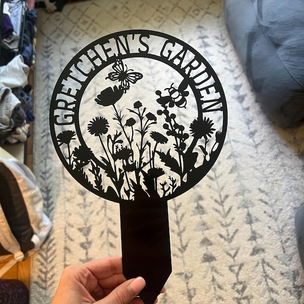 Personalized Garden Metal Sign With Stakes, Custom Garden Name Sign ...