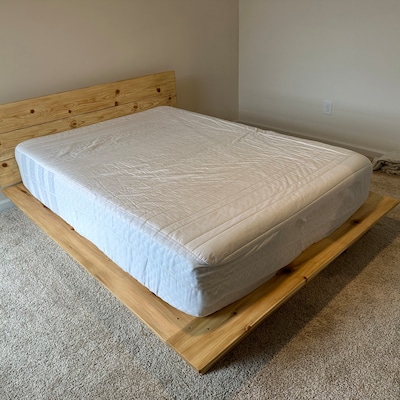 Plank Standing Platform Rustic Modern Platform Bed Frame and Headboard ...