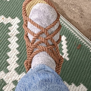 Womens Handmade Rope Sandals Toe Ring Sandals Barefoot Hippie Sandals ...