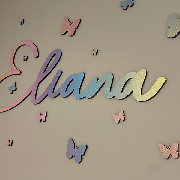 Glitter Wooden Name Sign With a Heart Silver Sign, Gold Sign, Rose Gold ...