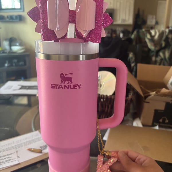 Stanley Tumbler Bow Straw Topper Pink Blue Black White Stanley Cup Bow ...