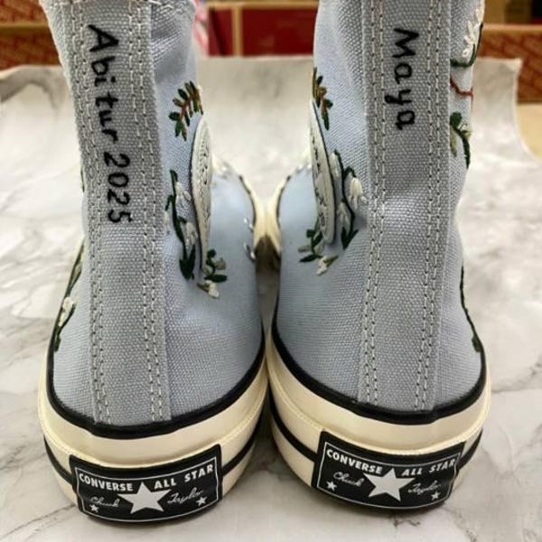 Customized Embroidered Converse High Tops, Flower Embroidered Shoes ...