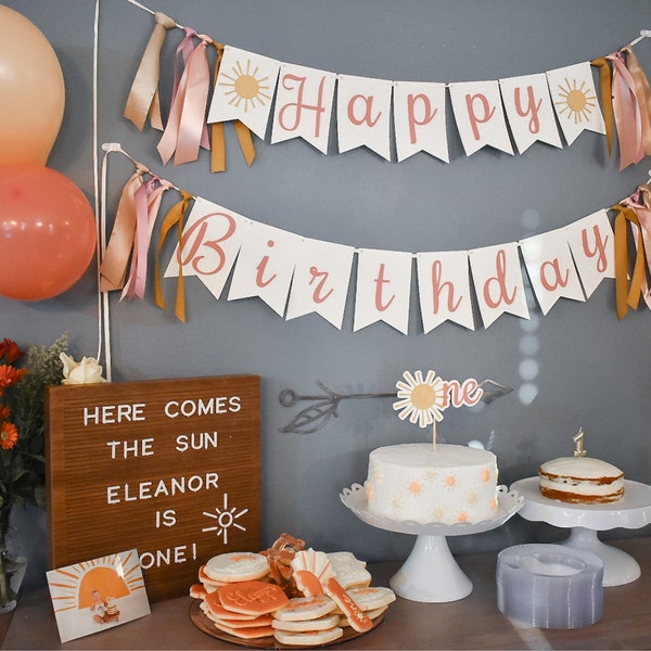 You Are My Sunshine Happy Birthday Banner, Sun Theme Happy Birthday ...