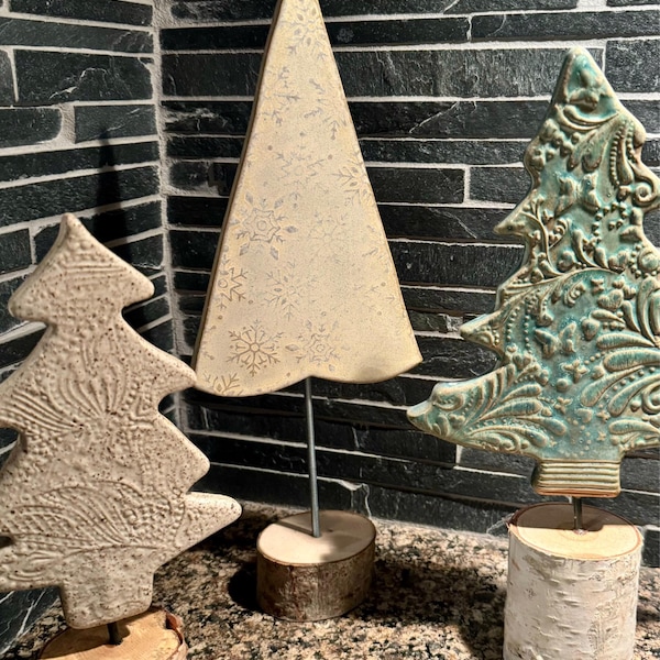 Ceramic Trees on Birch Tree Base - Etsy