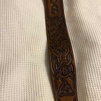 Leather Archery Bracer, Hand Tooled Armguard. Celtic Stag Design.larp ...