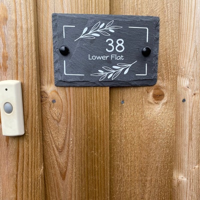 Rustic Slate Door Number, Slate Gate Sign Plaque, Stone Home Number ...