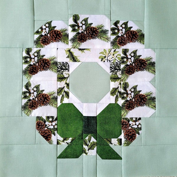 Christmas Wreath Quilt Block Pattern PDF - Includes Instructions for 6 ...