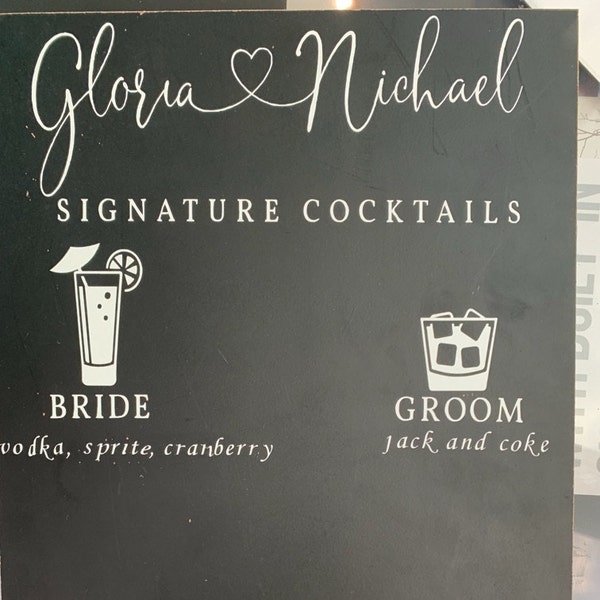 Bride and Groom Drink Sign, Bachelorette Drink Sign Template, Signature ...
