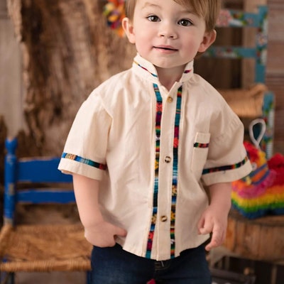 Boys Mexican Traditional Shirt. Guayabera for Boys. Boys Button up ...