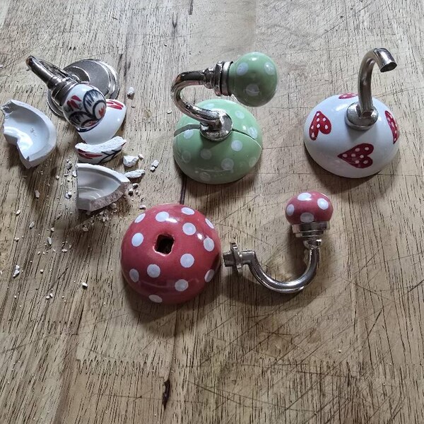 Multicolor Ceramic Hooks Handpainted Hooks Bathroom Hooks Decorative ...