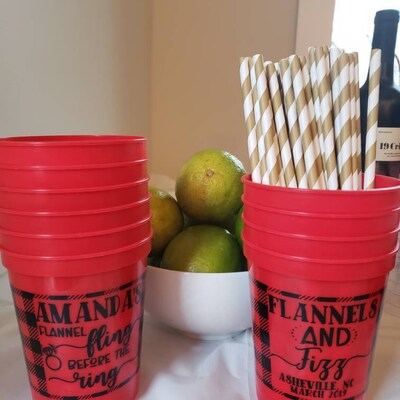 Flannels & Fizz Cups, Bachelorette Party Cups, Weekend in the Woods ...