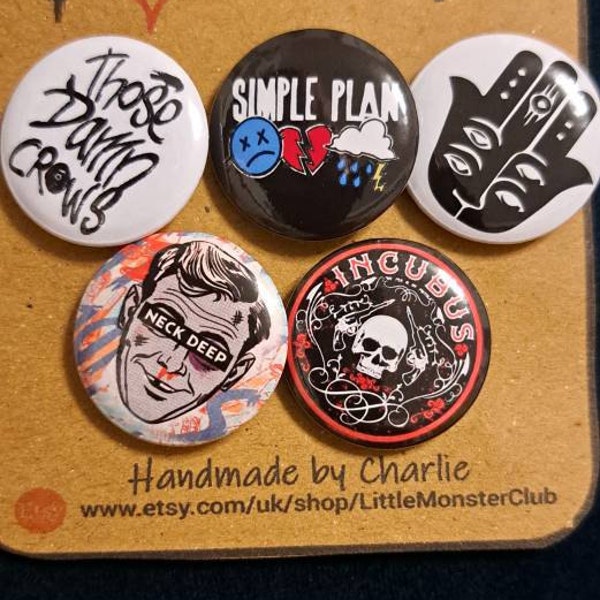 BAND LOGO Pins Rock Punk Metal Pop Music Pins Any Band Choose Your Own ...