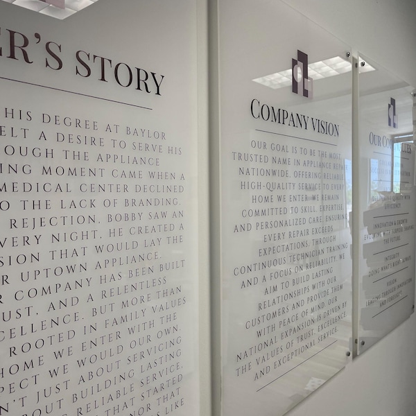 Custom Acrylic Mission Statement Sign, Professional Corporate Branding ...