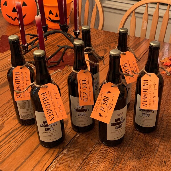 Halloween Gift Tags. Instant Download Printable. Wine Gift Tags. Rustic ...