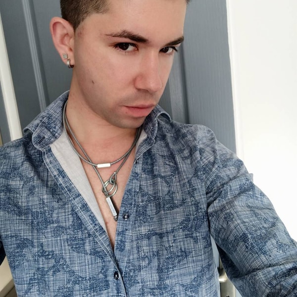 Necklace for Men. Leather Choker for Him, Modern and Original Choker ...