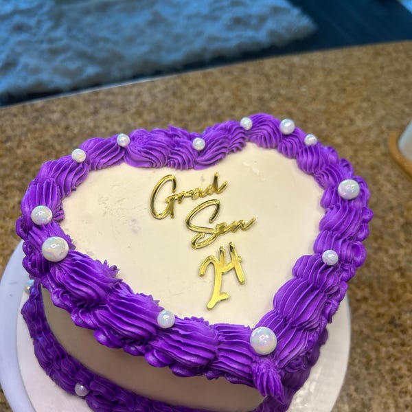 Acrylic Cake Topper for Vintage Heart Cake Heart Shaped Cake Topper ...