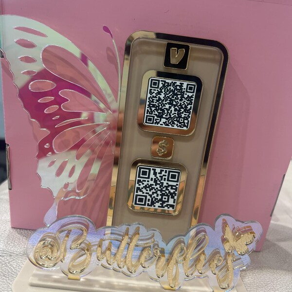 Scan to Pay Sign, Butterfly QR Sign, Acrylic Business Sign, Business ...