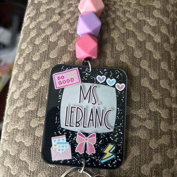 Teacher Subject Lanyard - Personalized Lanyard for ID Badge - Beaded ...