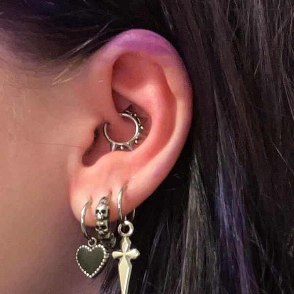 Set 4 Earring Set Jewelry Set Earring Bundle Blue Moon Hoops Crescent Moon Hoop Lock Earrings ...