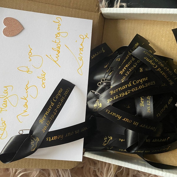 RIP Personalised Funeral Ribbons. Shaped Memorial Ribbons Ribbon With ...