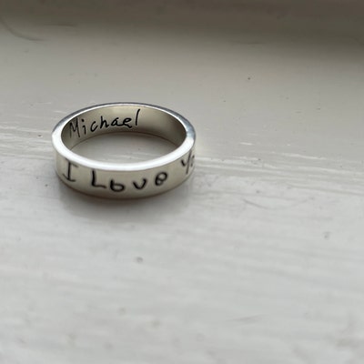 Memorial Handwriting Ring Actual Handwriting Band Ring Eternity Ring ...