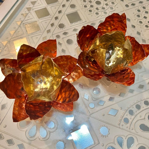 Handmade Copper Lotus Flower and Gemstone Window Dangle Rear View ...