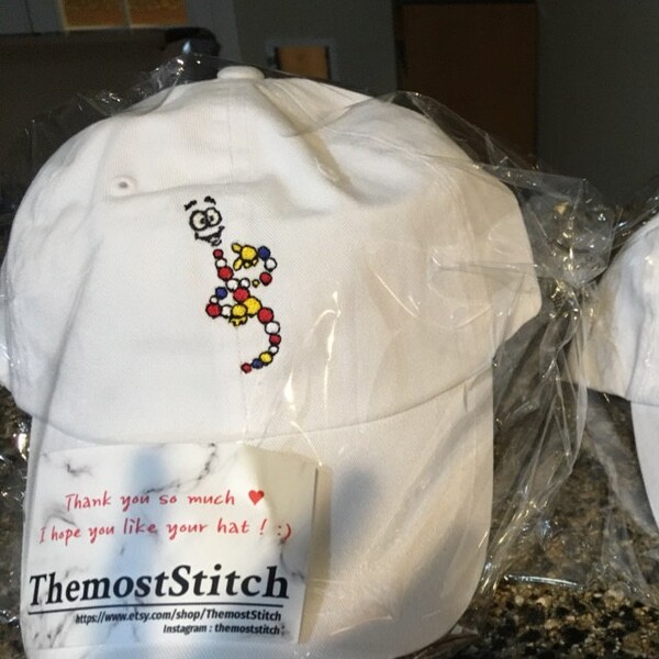 White Cotton Hat, Custom Hat, Embroidered Hat, Personalized Hat, White ...