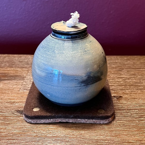 Set of 3 Handmade Ceramics Oil Lamps - Handcrafted Pottery Stoneware ...